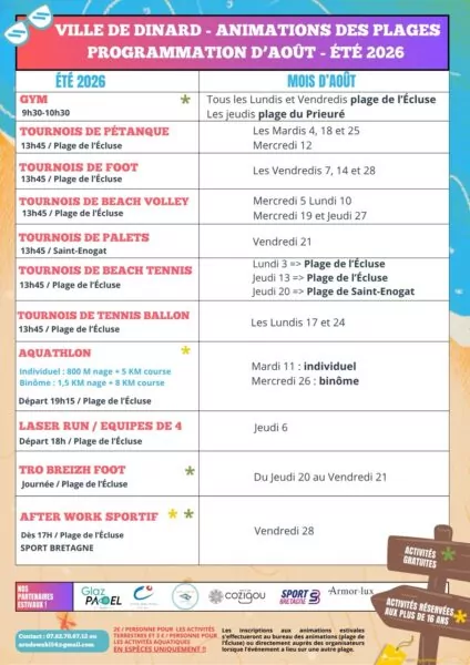 Les animations plages de juillet 2026 - Dinard (35)
